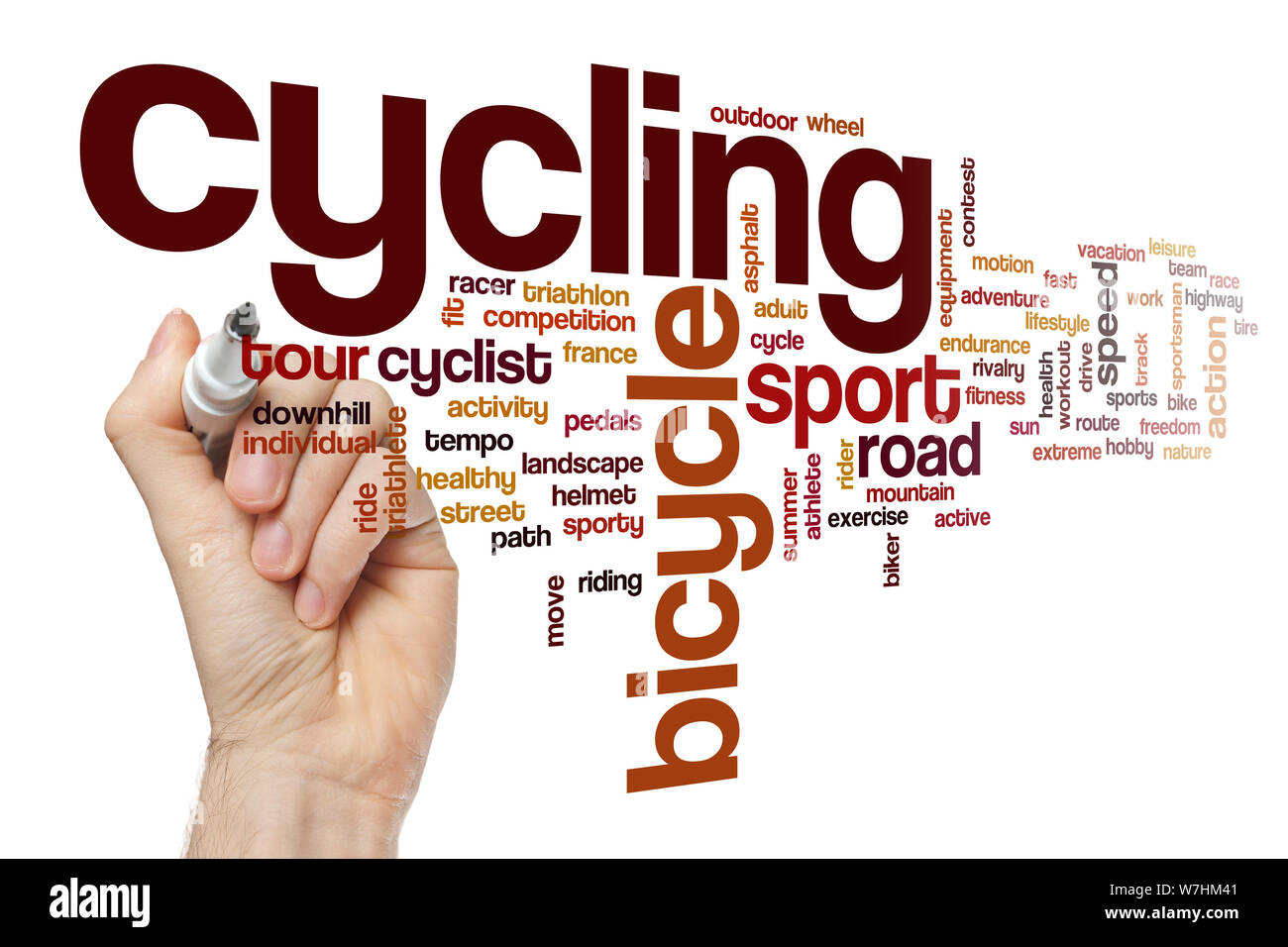 Cycling word cloud Stock Photo - Alamy