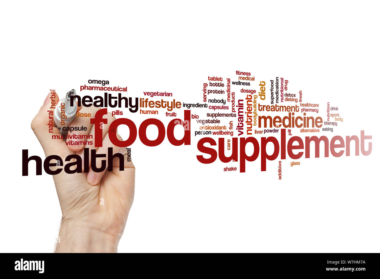 Food supplement word cloud concept Stock Photo - Alamy