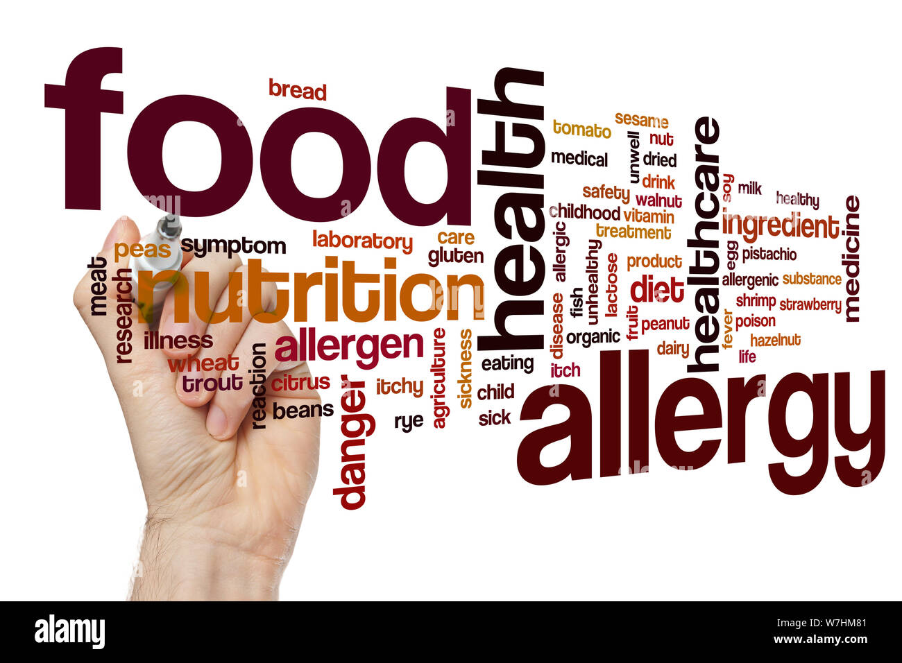 Food allergy word cloud concept Stock Photo - Alamy