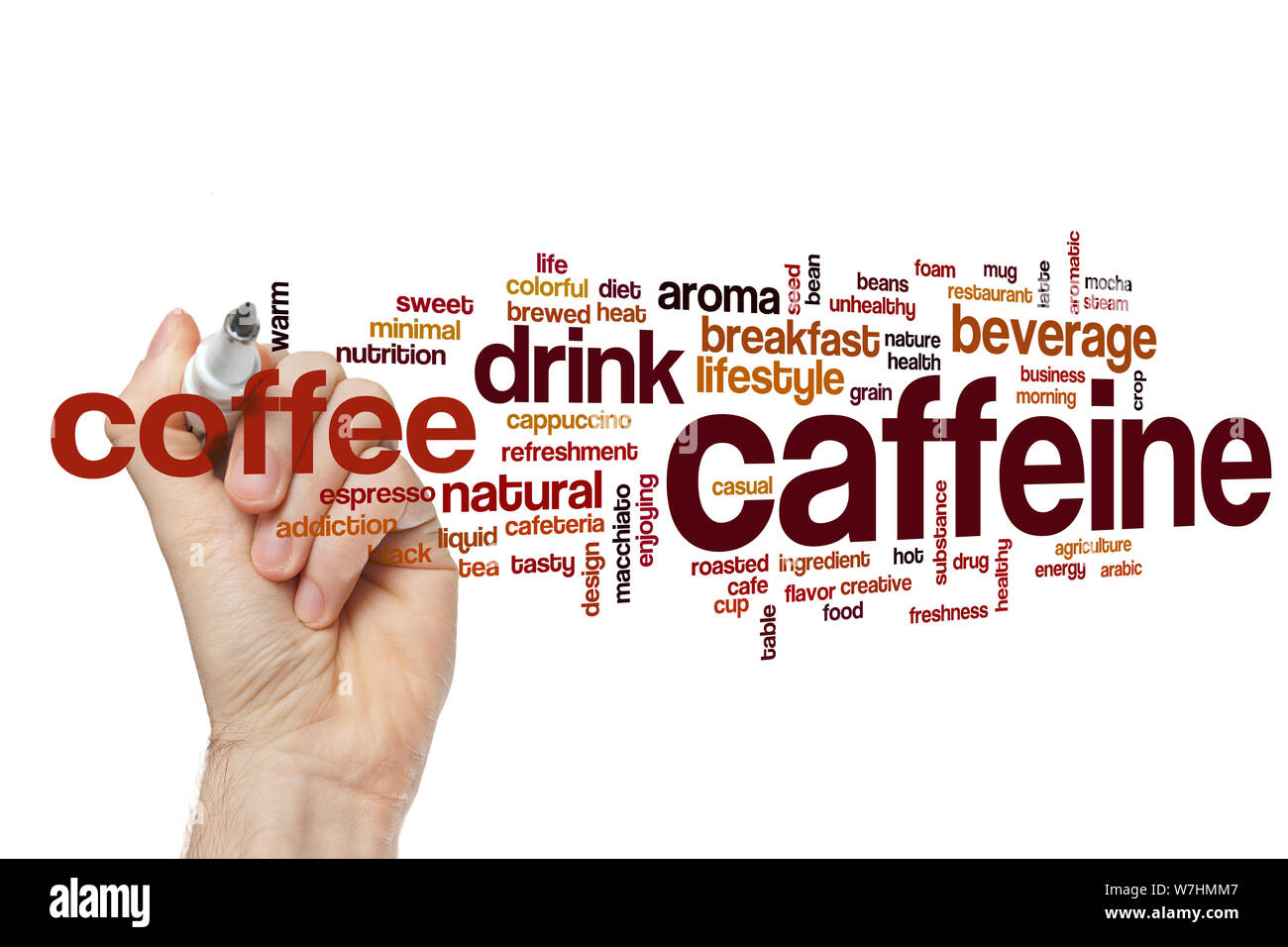 Caffeine word cloud concept Stock Photo - Alamy