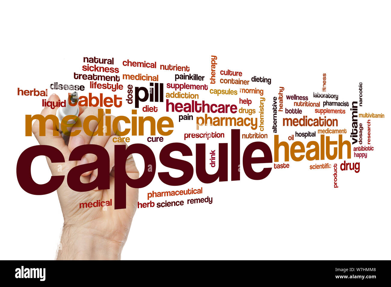 Capsule word cloud concept Stock Photo - Alamy