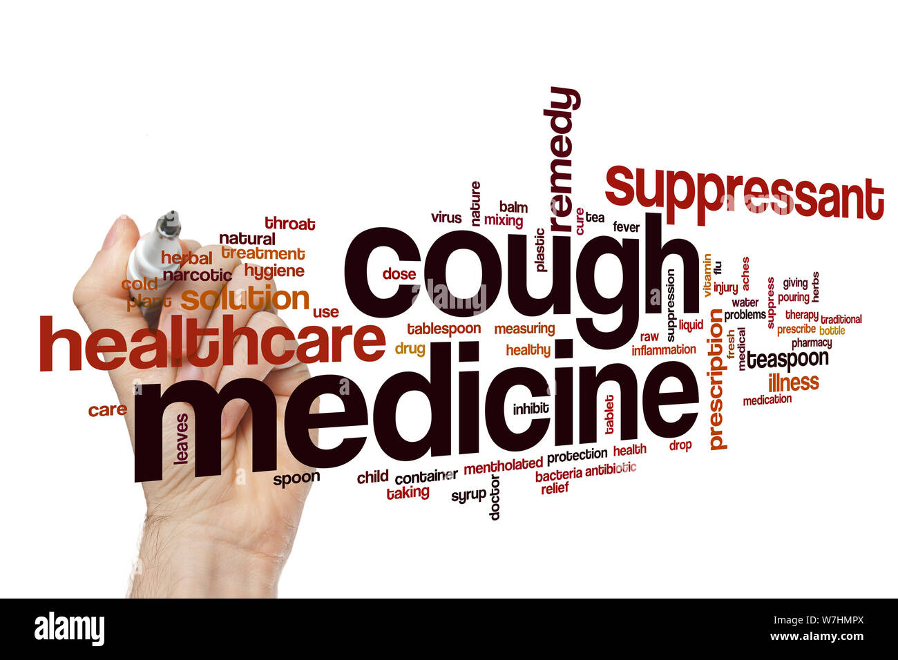 Cough medicine word cloud concept Stock Photo - Alamy