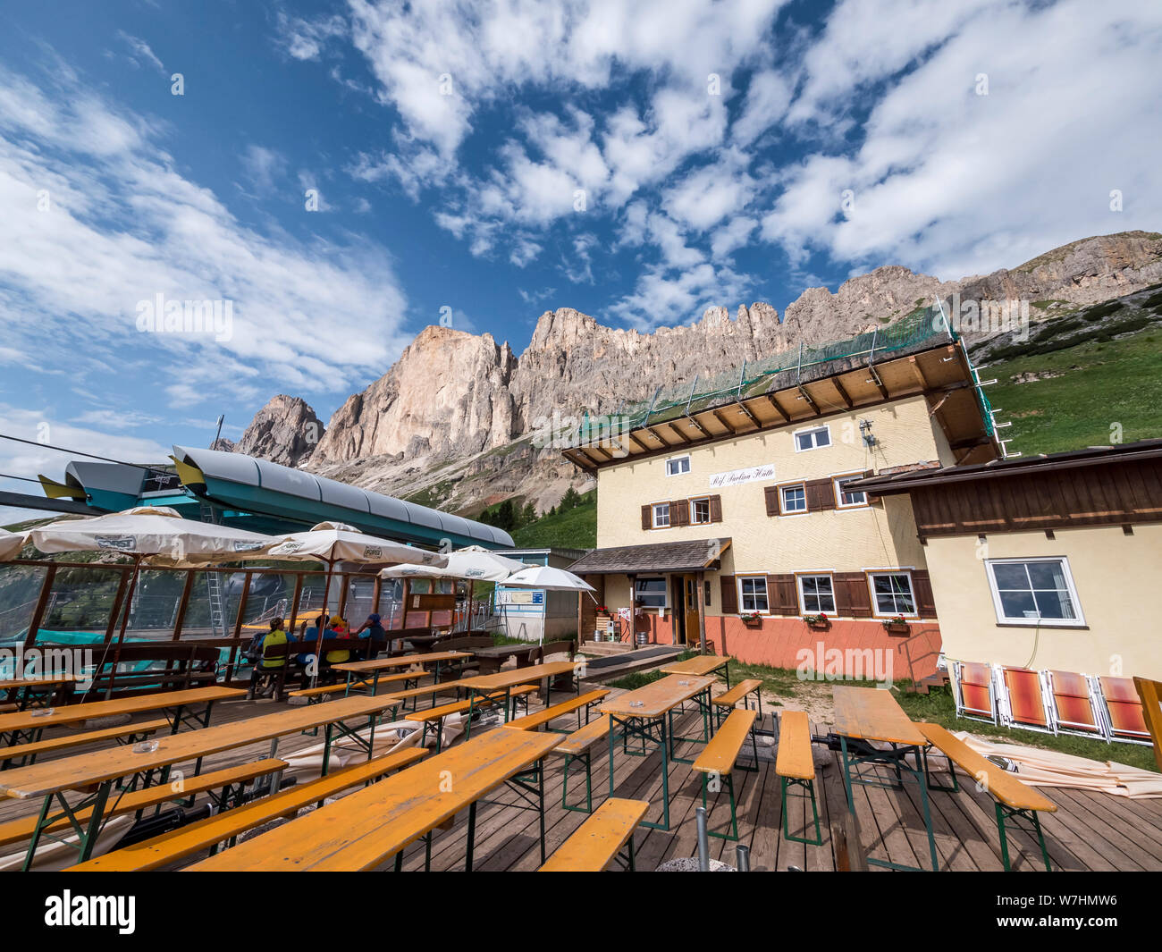 The superlative Rifugio Paolina hut mountain refuge in the Rosengarten ...