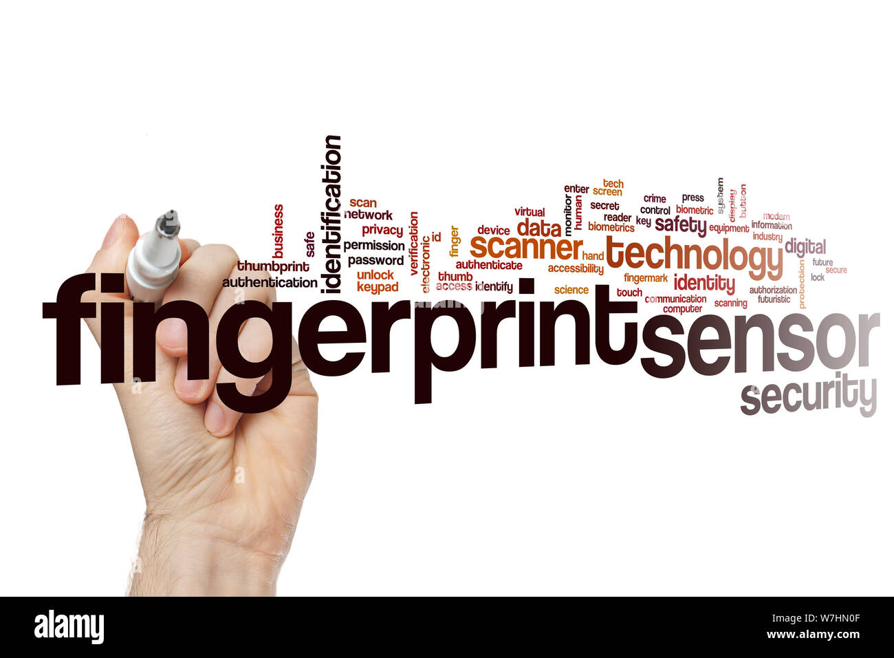 Fingerprint sensor word cloud concept Stock Photo - Alamy