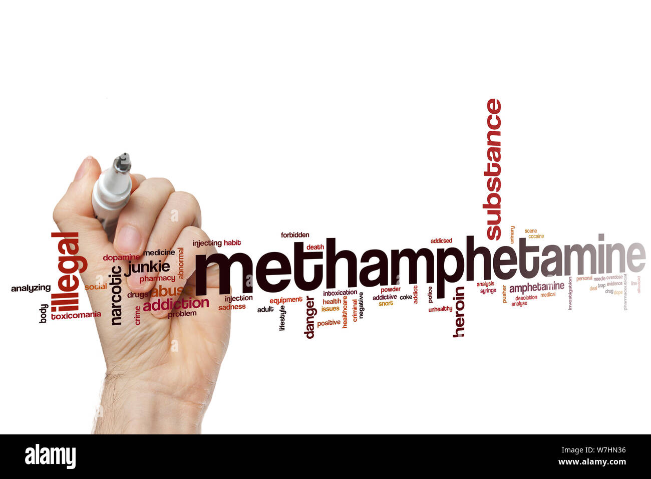 Methamphetamine word cloud concept Stock Photo - Alamy