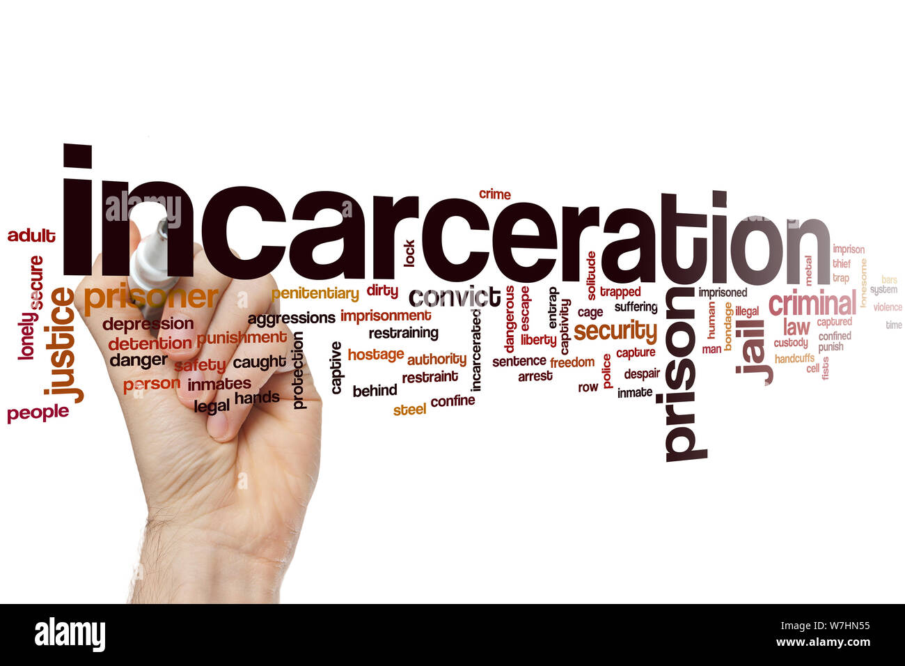Incarceration word cloud Stock Photo - Alamy