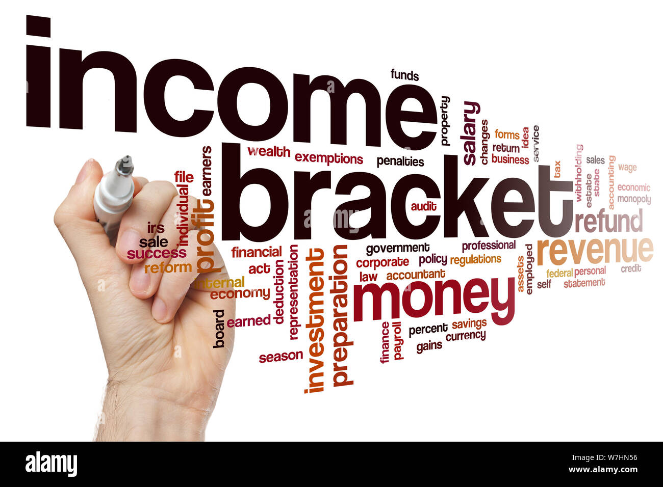 Income bracket word cloud Stock Photo - Alamy