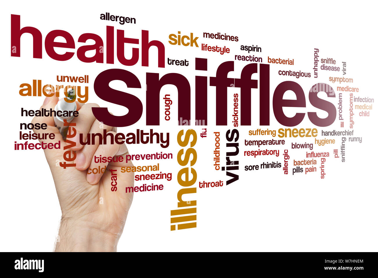 Sniffles word cloud concept Stock Photo - Alamy