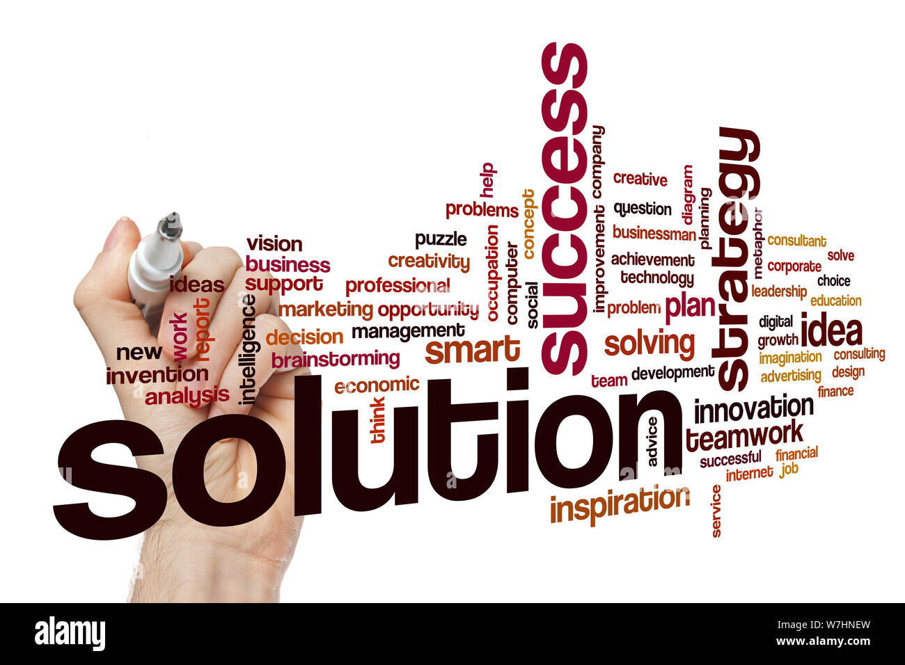 Solution word cloud concept Stock Photo - Alamy