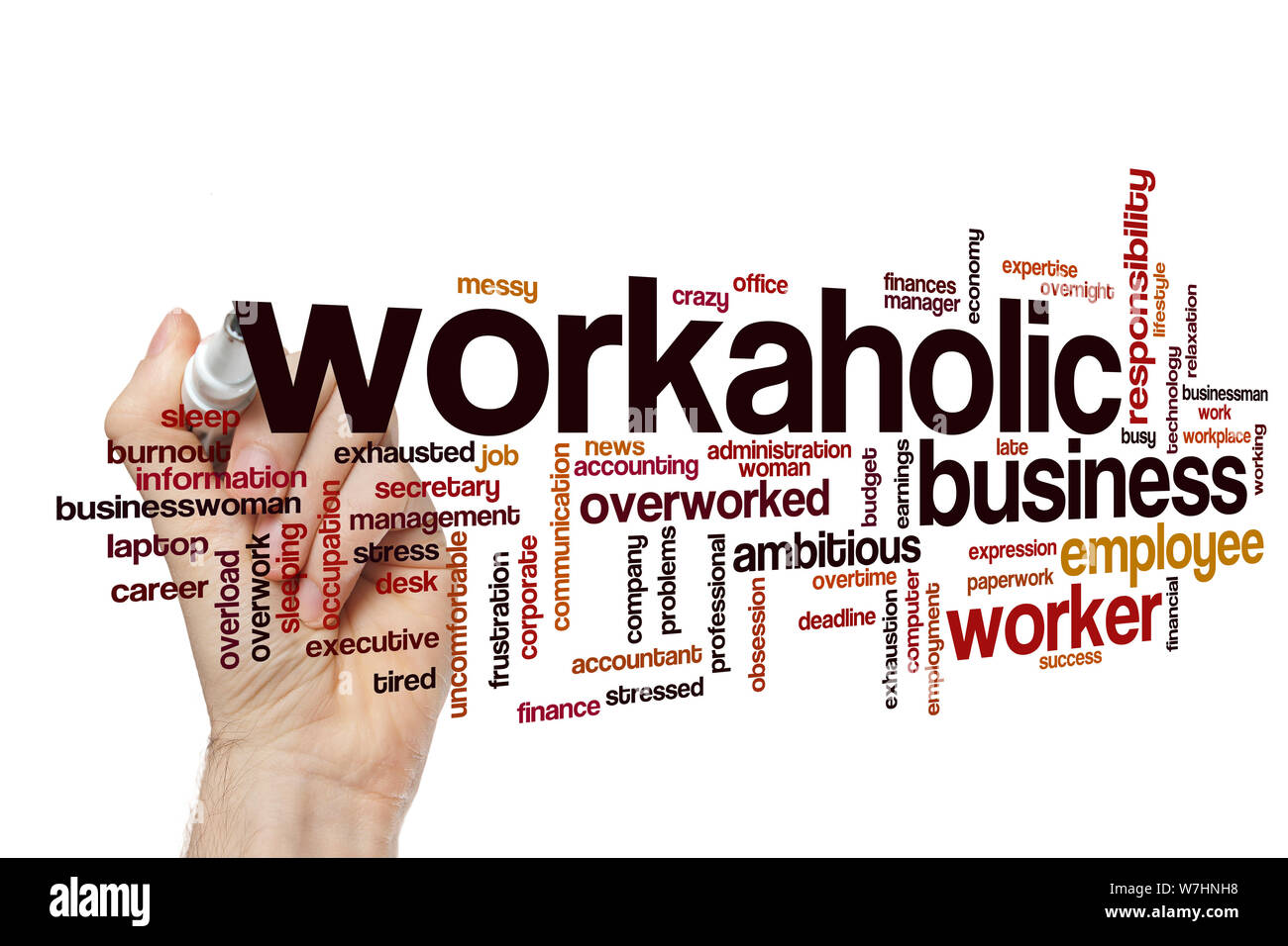 Workaholic word cloud Stock Photo - Alamy