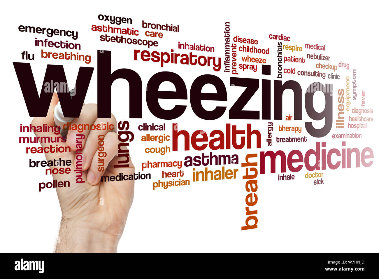 Wheezing word cloud concept Stock Photo - Alamy