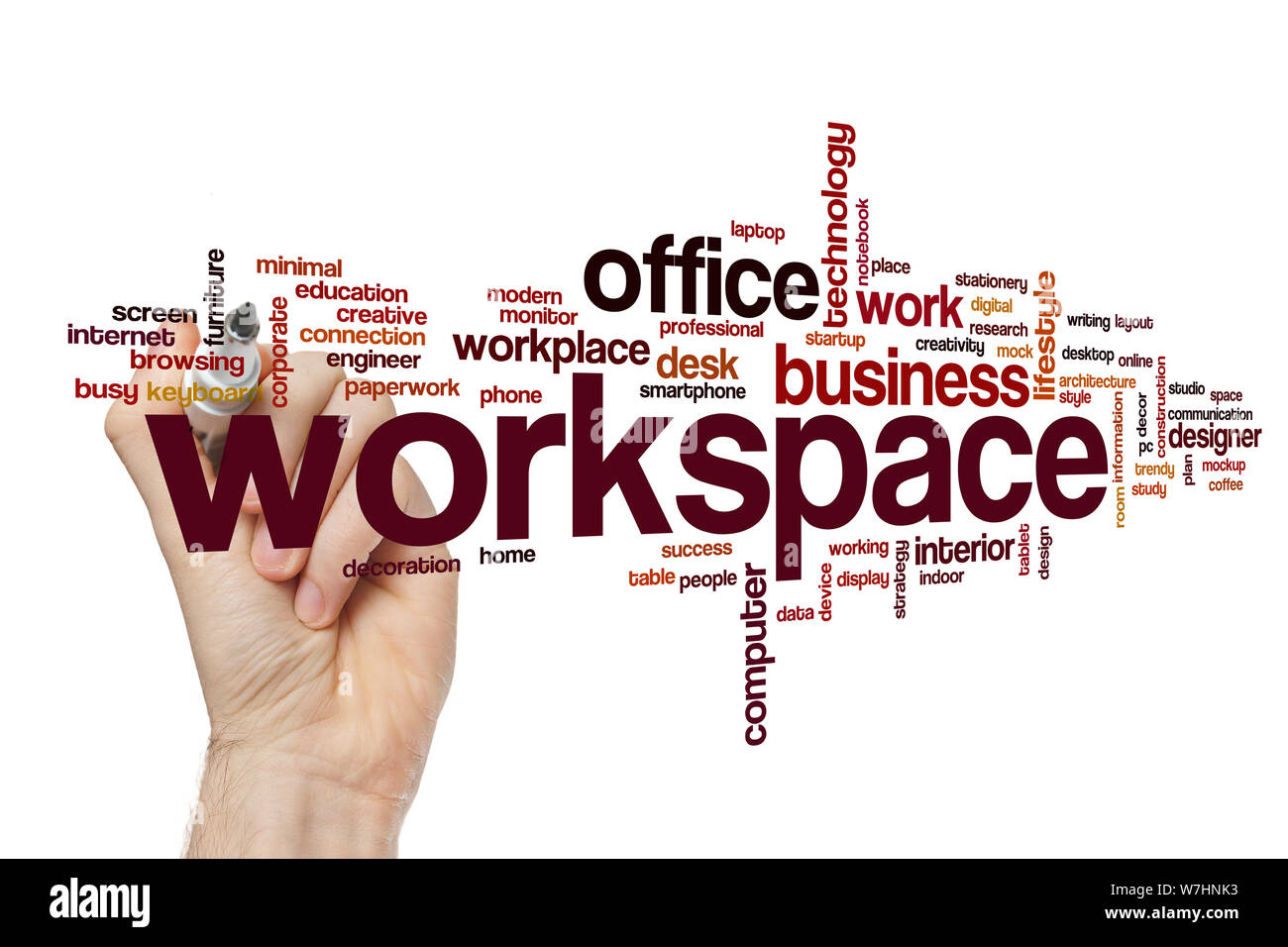 Workspace word cloud Stock Photo - Alamy