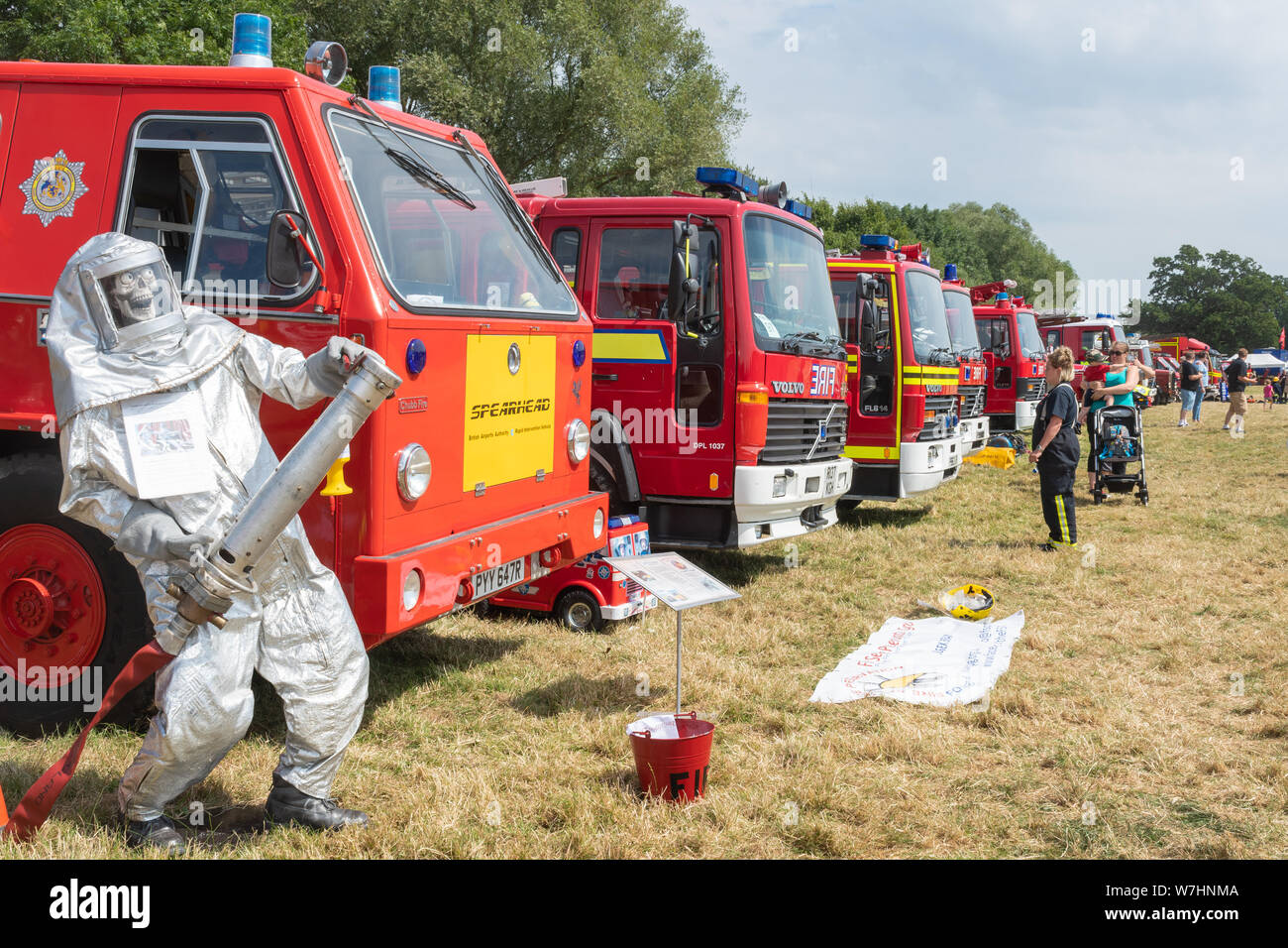 Fire engines on display at the Odiham Fire Show, 2019, in Hampshire, UK ...