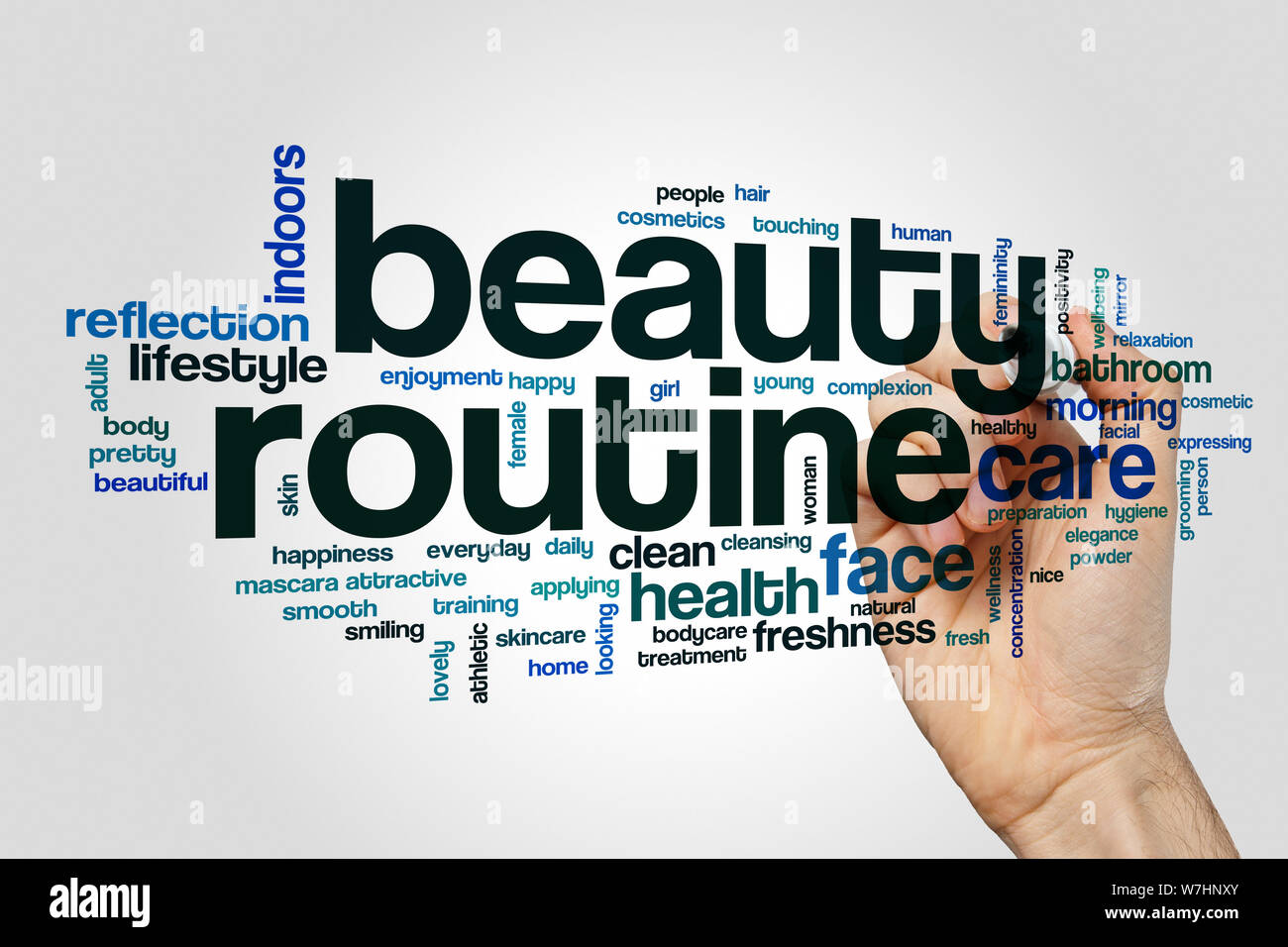 Beauty routine word cloud concept Stock Photo - Alamy
