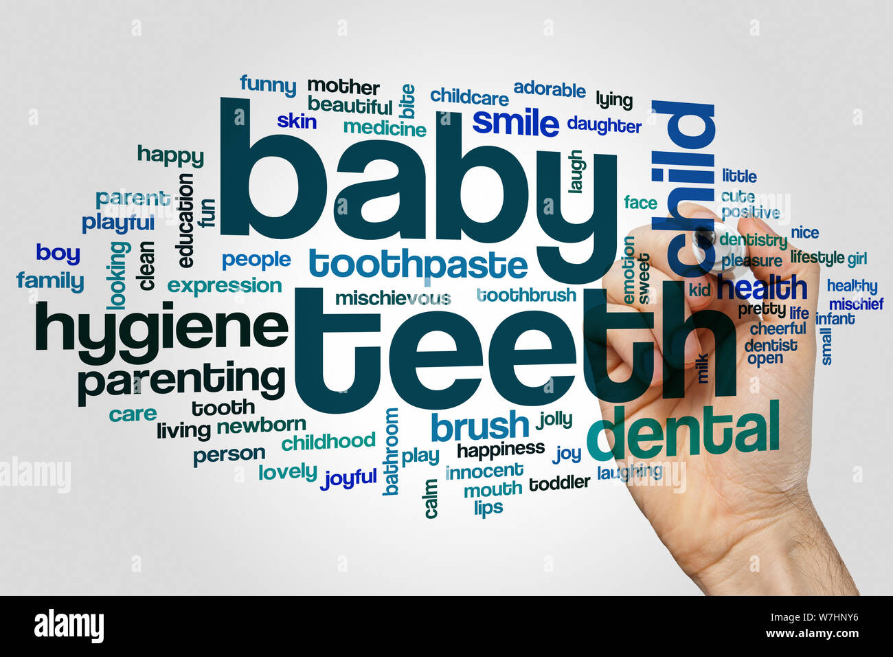 Baby teeth word cloud concept Stock Photo - Alamy