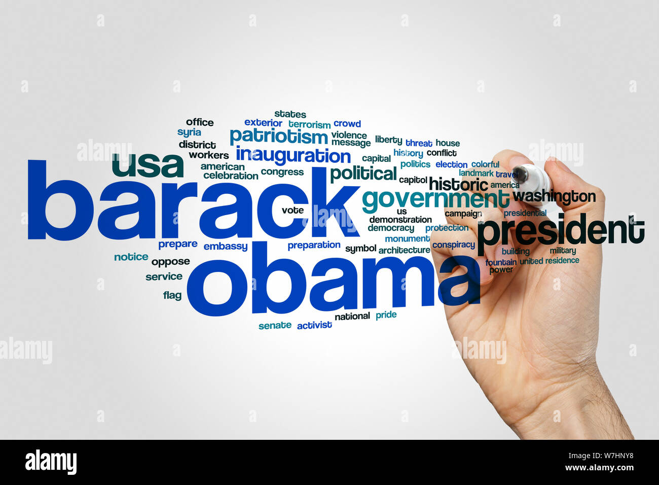 Barack Obama word cloud concept Stock Photo - Alamy