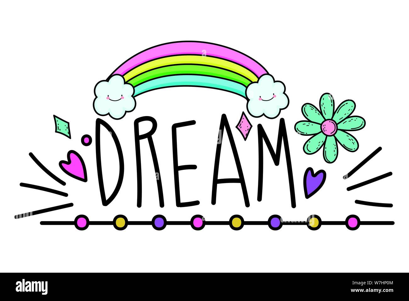 Dream word design, Typography message note feeling think and ...