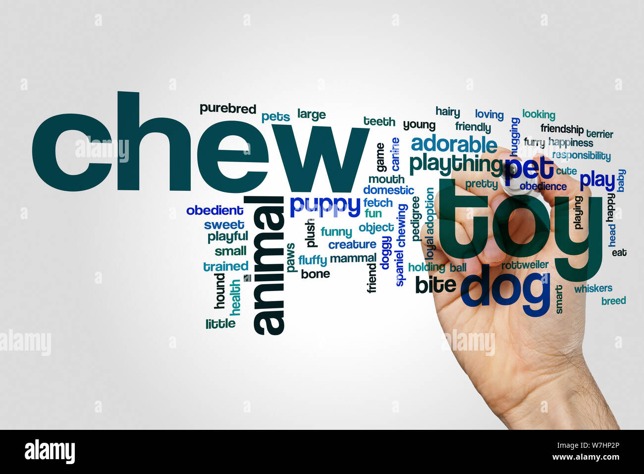 Chew toy word cloud Stock Photo - Alamy