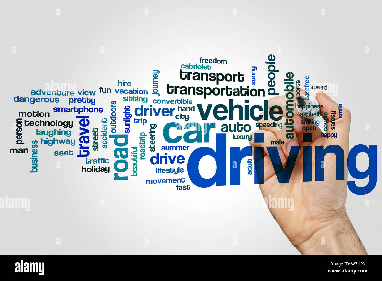 Driving word cloud concept Stock Photo - Alamy