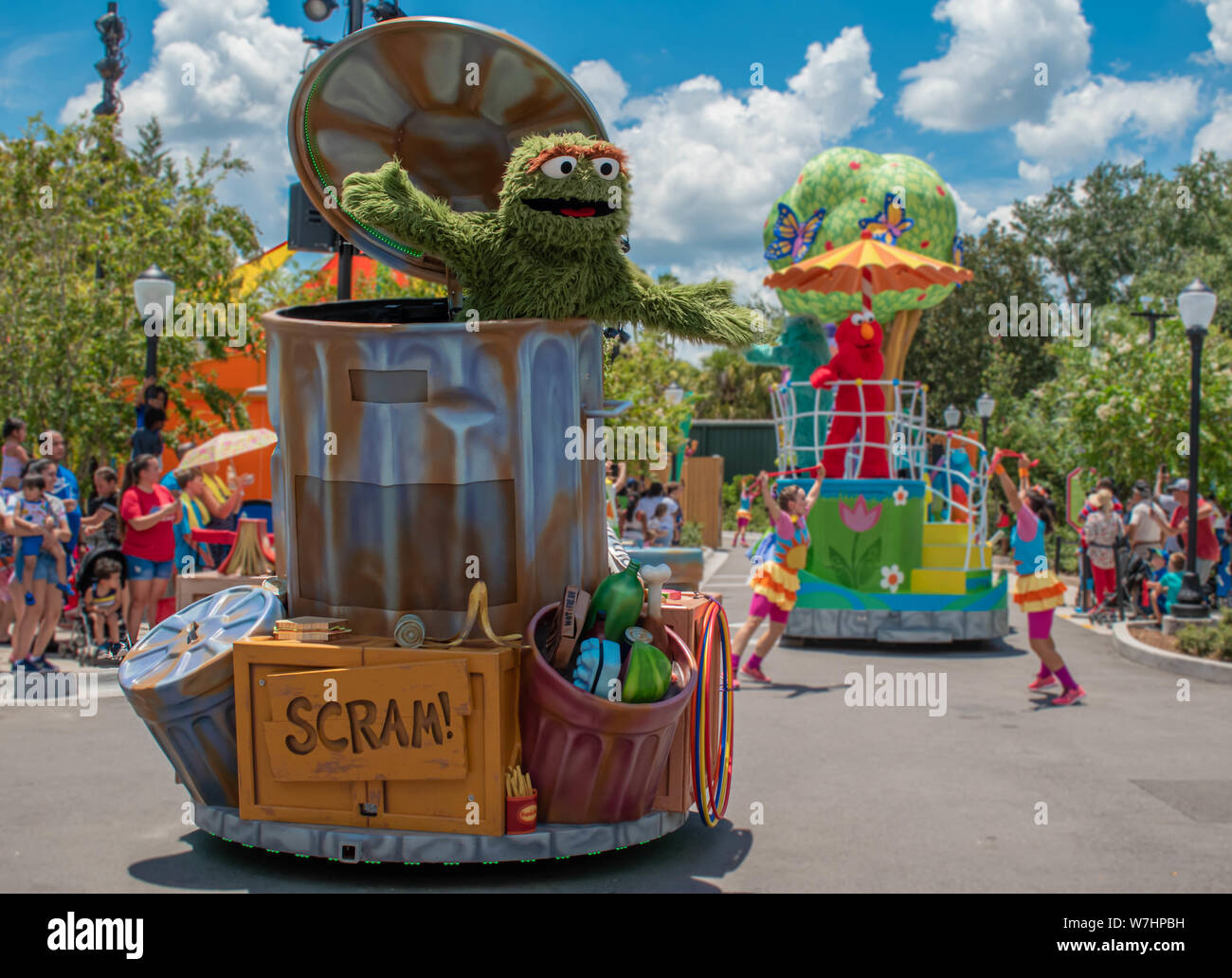 Orlando, Florida. July 30, 2019. Oscar the Grouch in Sesame Street ...