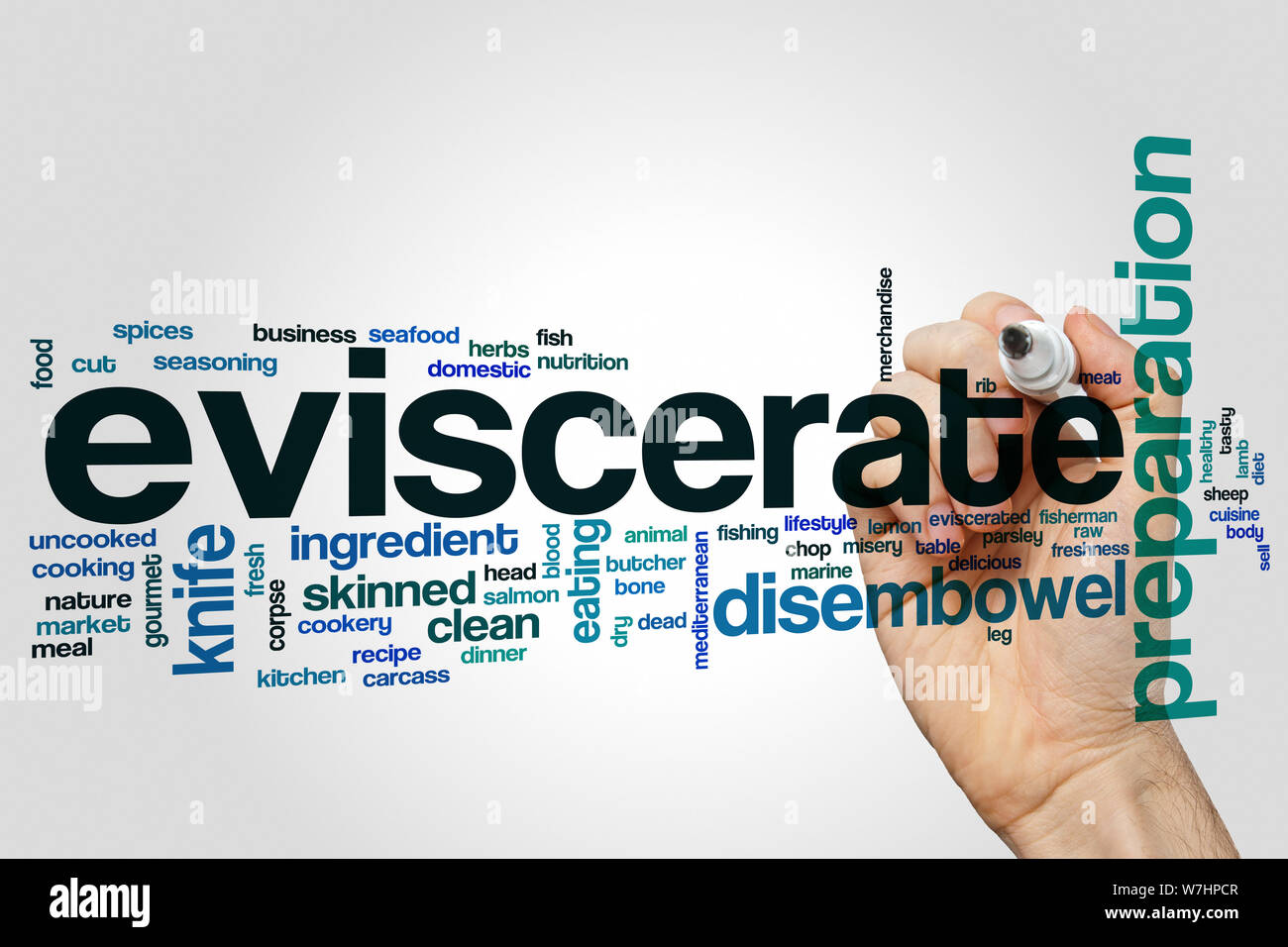 Eviscerate word cloud concept Stock Photo - Alamy
