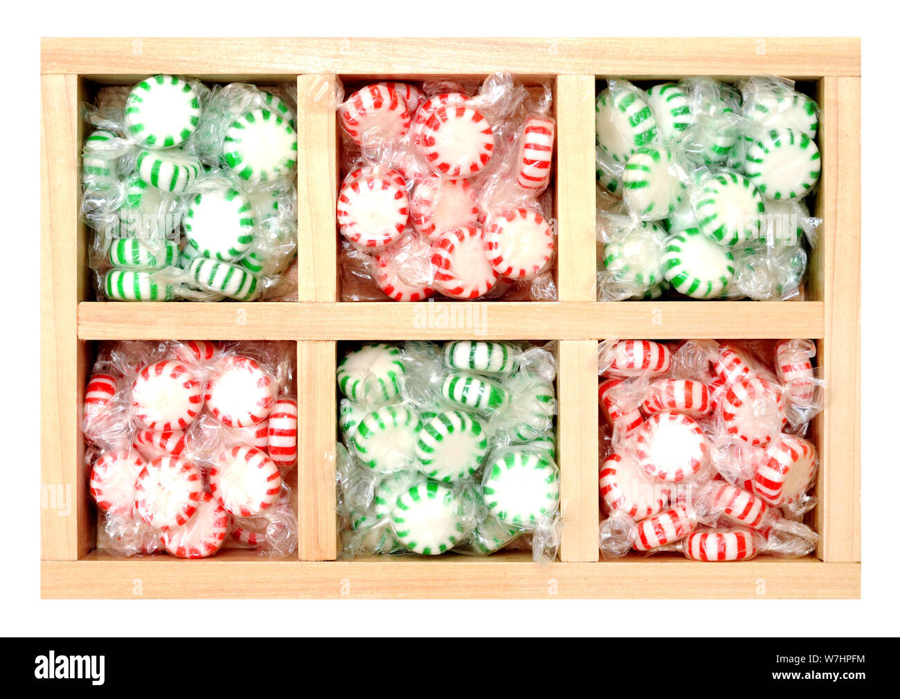 blue and red mint candies in grid tray Stock Photo - Alamy