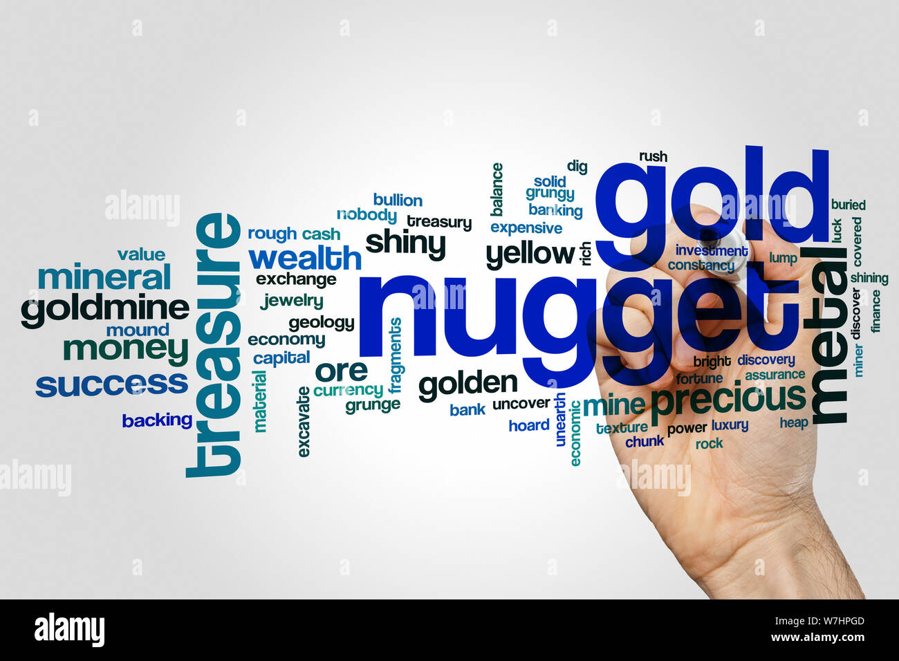 Gold nugget word cloud concept Stock Photo - Alamy