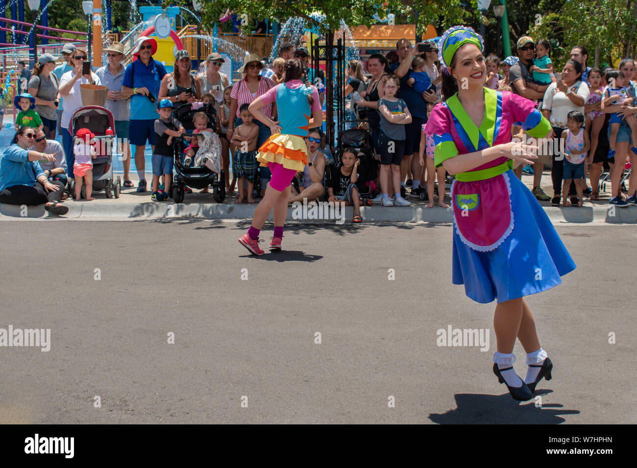 Orlando, Florida. July 30, 2019. Woman dancers in Sesame Street Party ...