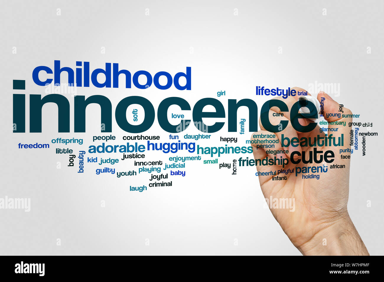 Innocence word cloud concept Stock Photo - Alamy