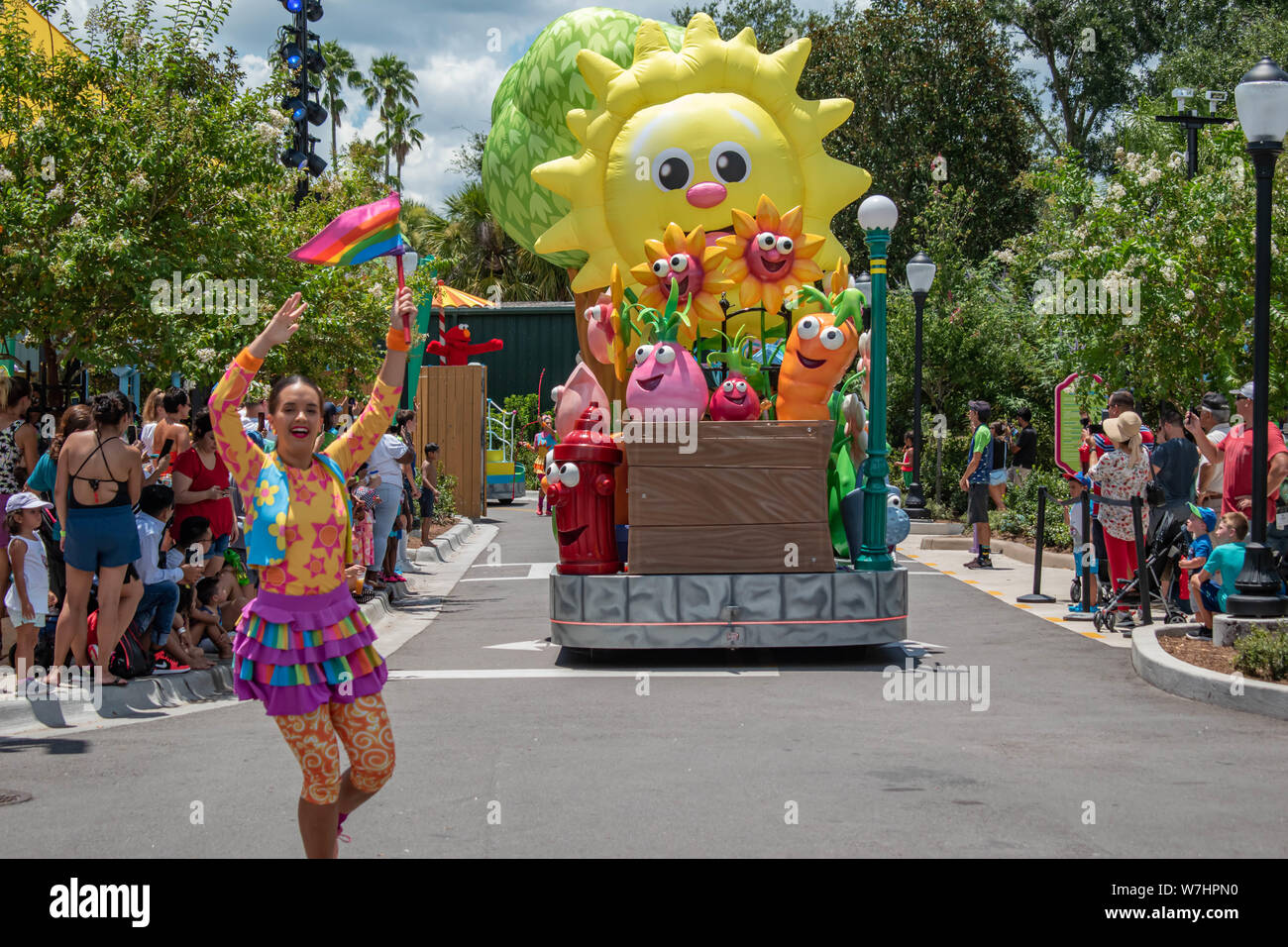 Orlando, Florida. July 30, 2019. Cookie monster on colorful float in ...
