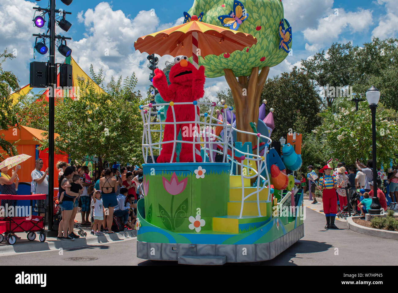 Orlando, Florida. July 30, 2019. Elmo on colorful float in Sesame ...