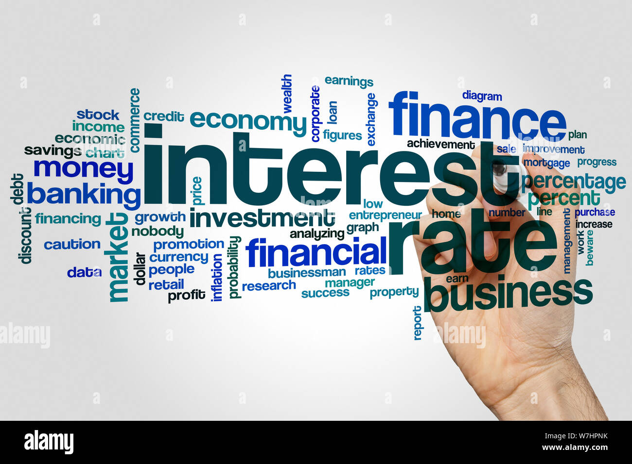 Interest rate word cloud concept Stock Photo - Alamy