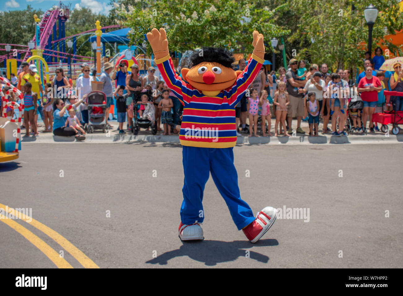 Orlando, Florida. July 30, 2019. Ernie dancing in Sesame Street Party ...