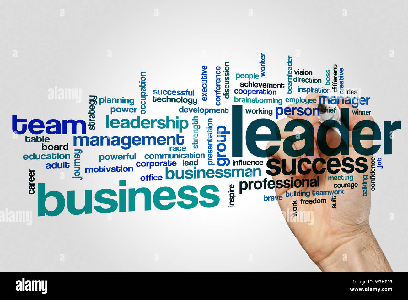 Leader word cloud concept Stock Photo - Alamy