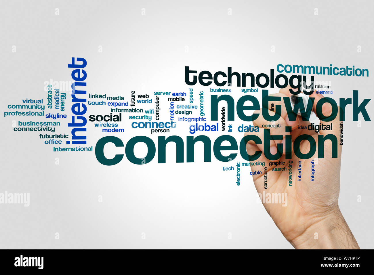 Network connection word cloud concept Stock Photo - Alamy