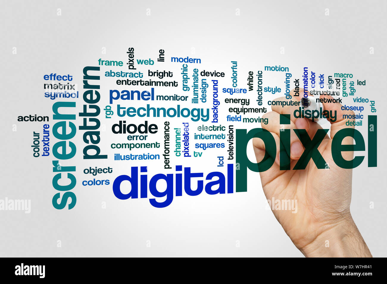 Pixel word cloud concept Stock Photo - Alamy