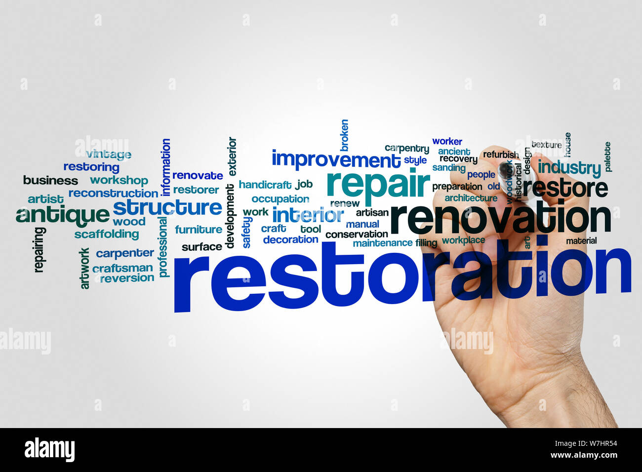 Restoration word cloud concept Stock Photo - Alamy