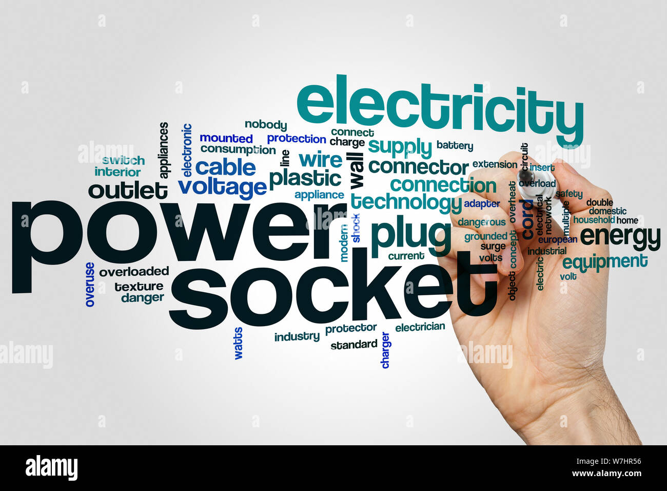 Power socket word cloud concept Stock Photo - Alamy