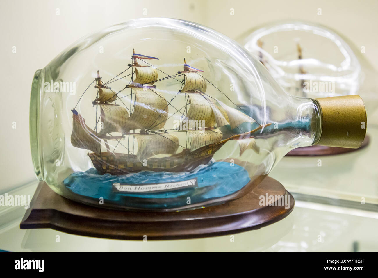 Istanbul, Turkey, 23 March 2019: Miniature tall ship with sails rigged ...