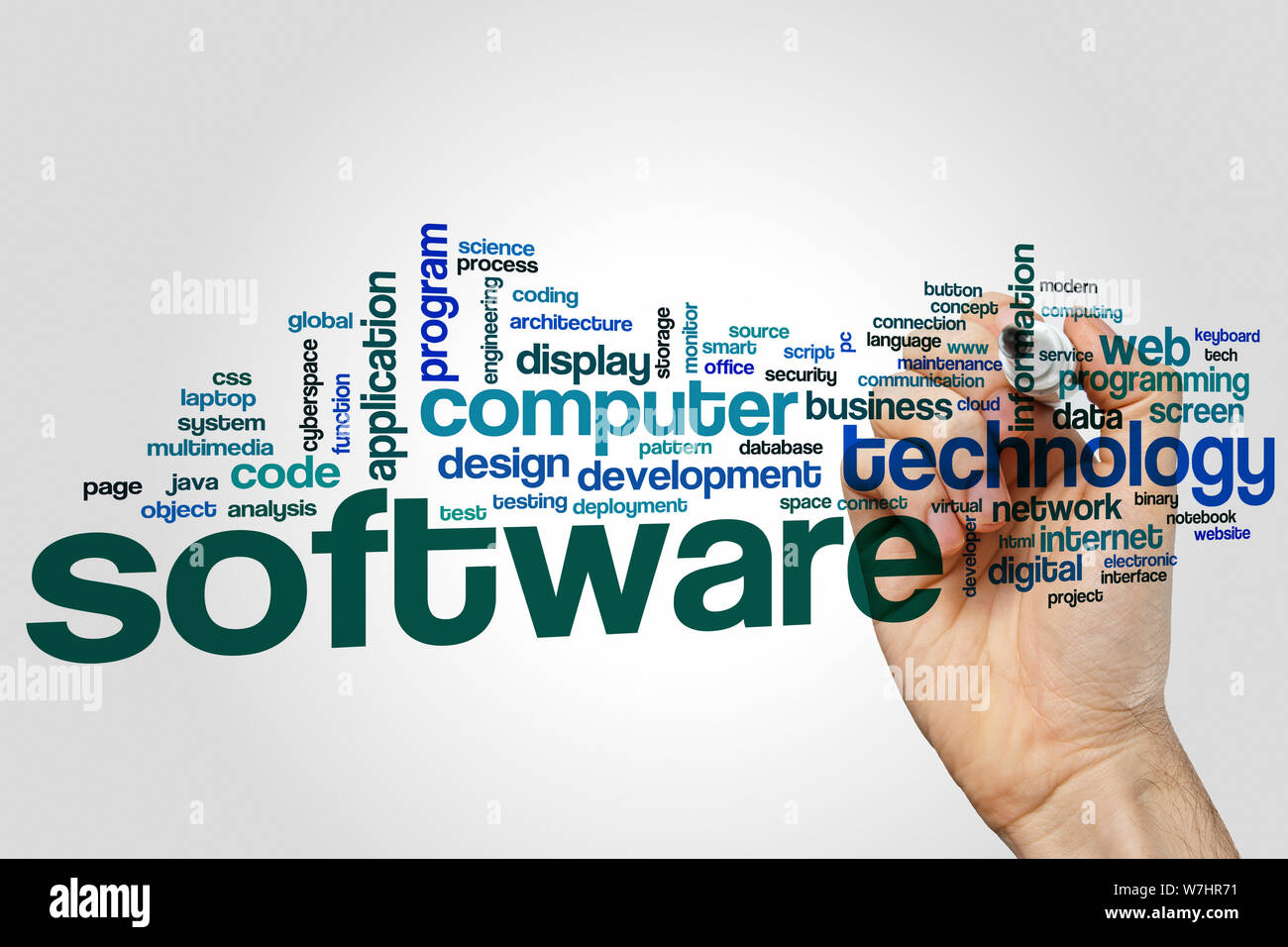 Software word cloud concept Stock Photo - Alamy
