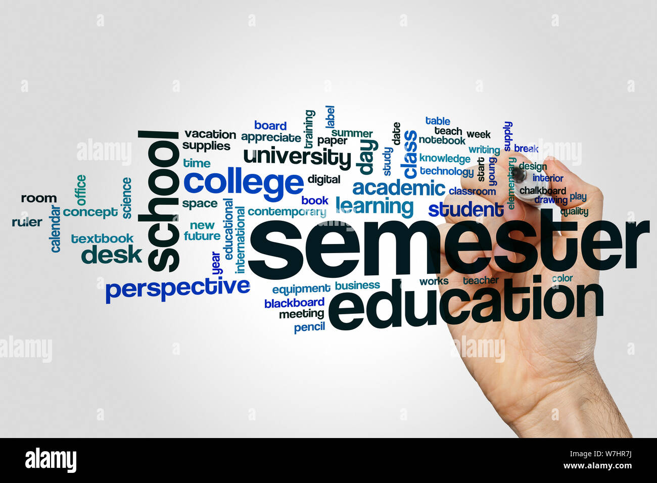 Semester word cloud concept Stock Photo - Alamy