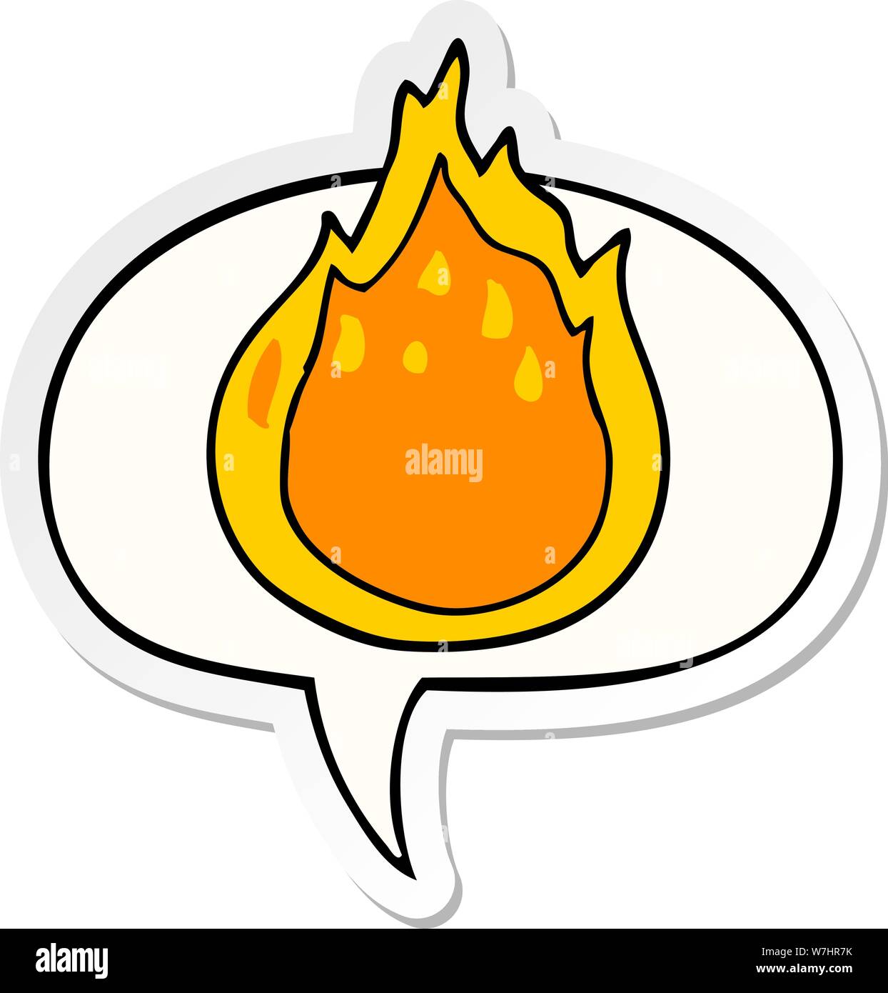 cartoon fire with speech bubble sticker Stock Vector Image & Art - Alamy