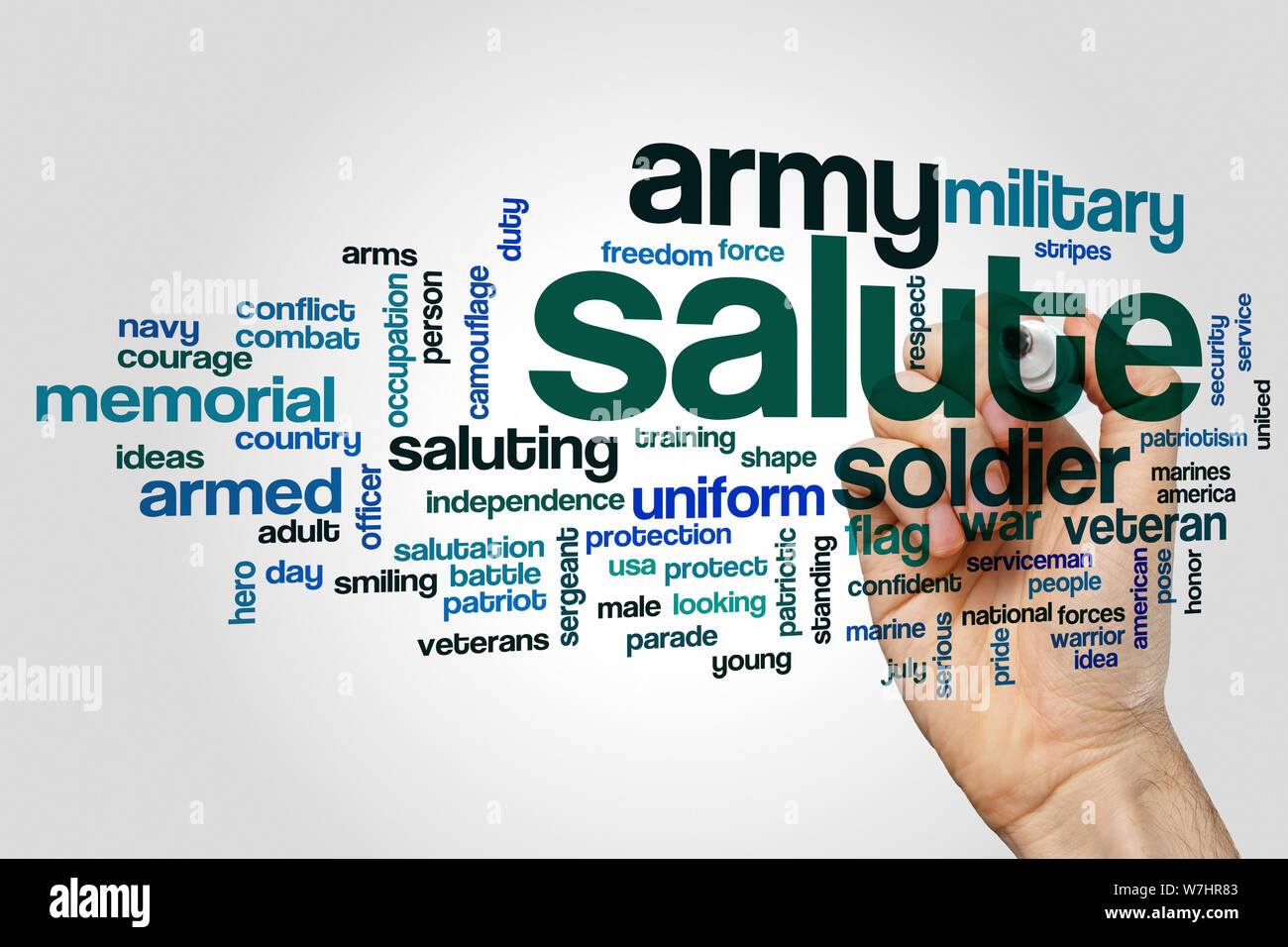 Salute word cloud concept Stock Photo - Alamy