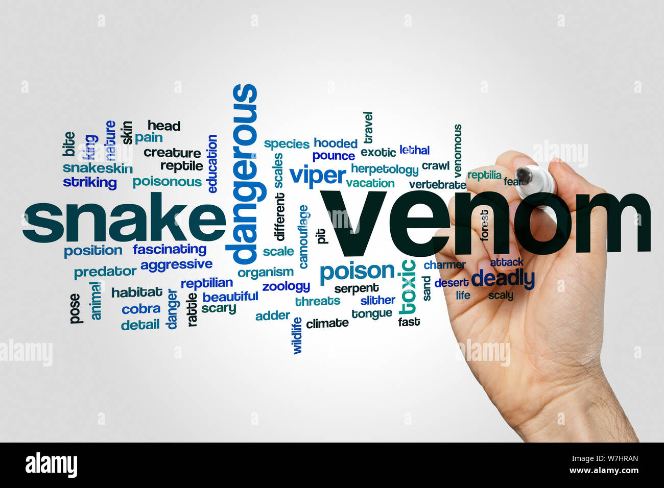 Venom word cloud concept Stock Photo - Alamy