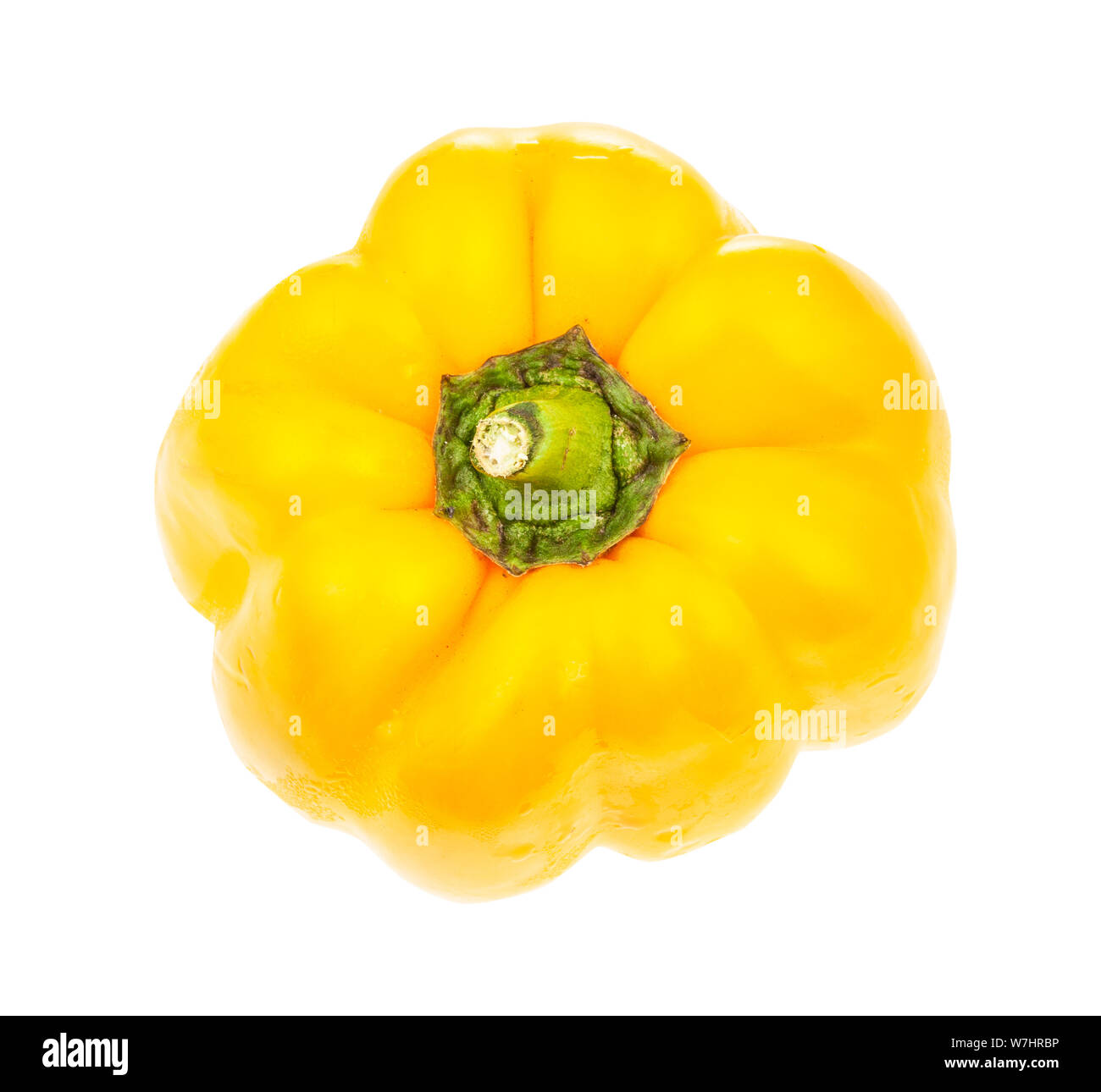 top view of ripe fruit of yellow bell pepper (sweet pepper, capsicum ...