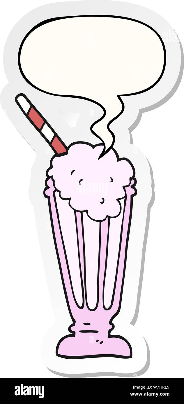 cartoon milkshake with speech bubble sticker Stock Vector Image & Art ...