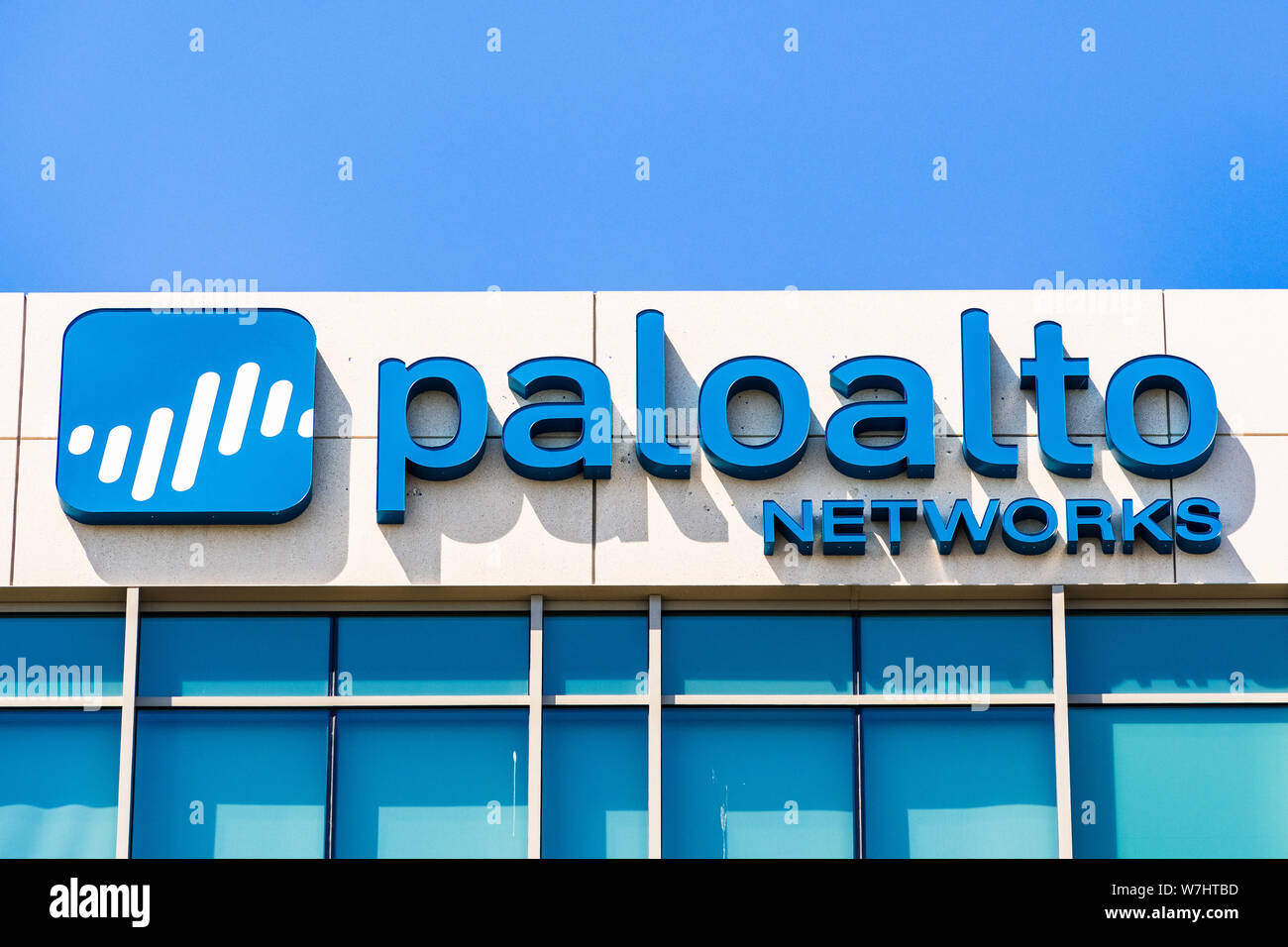 July 29, 2019 Santa Clara / CA / USA - Palo Alto Networks HQ building signage; Palo Alto ...