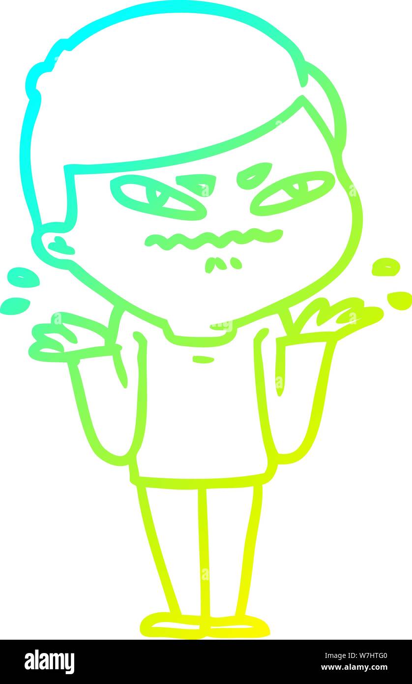 cold gradient line drawing of a cartoon exasperated man Stock Vector ...