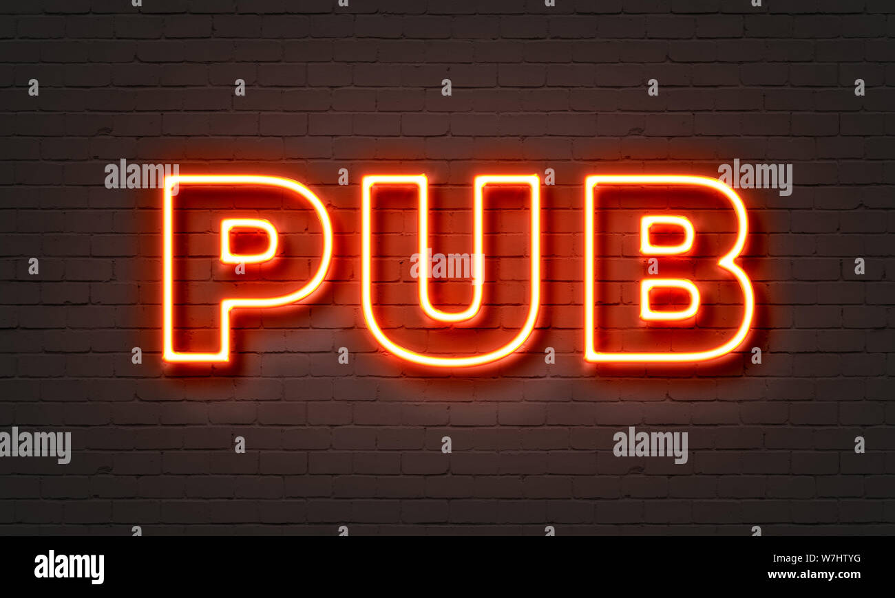 Pub neon sign red Stock Photo - Alamy
