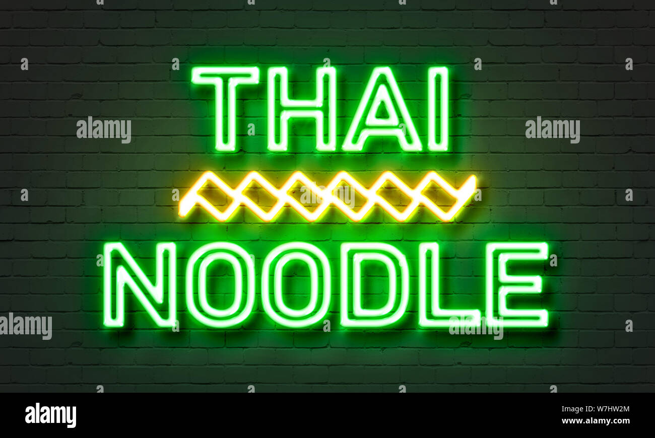 Thai noodle neon sign green Stock Photo - Alamy